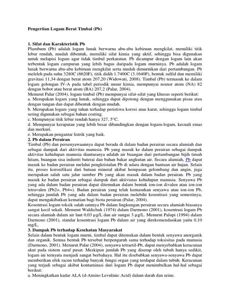 Pengertian Logam Berat Timbal | PDF