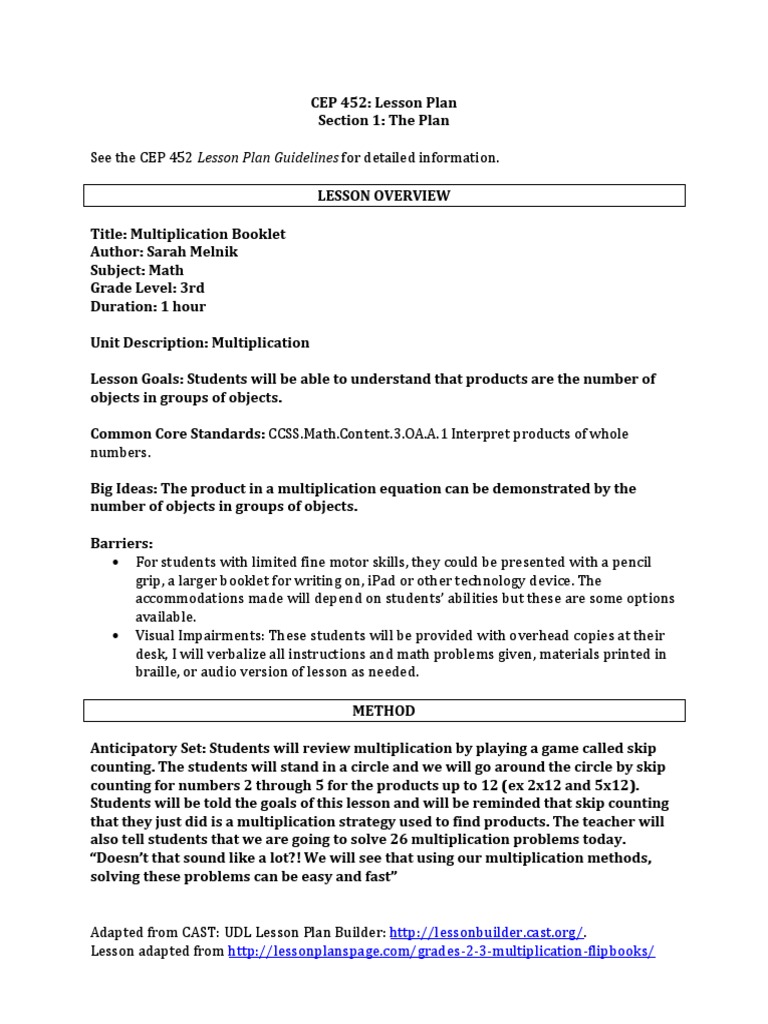 Udl Math Lesson | PDF | Lesson Plan | Educational Assessment