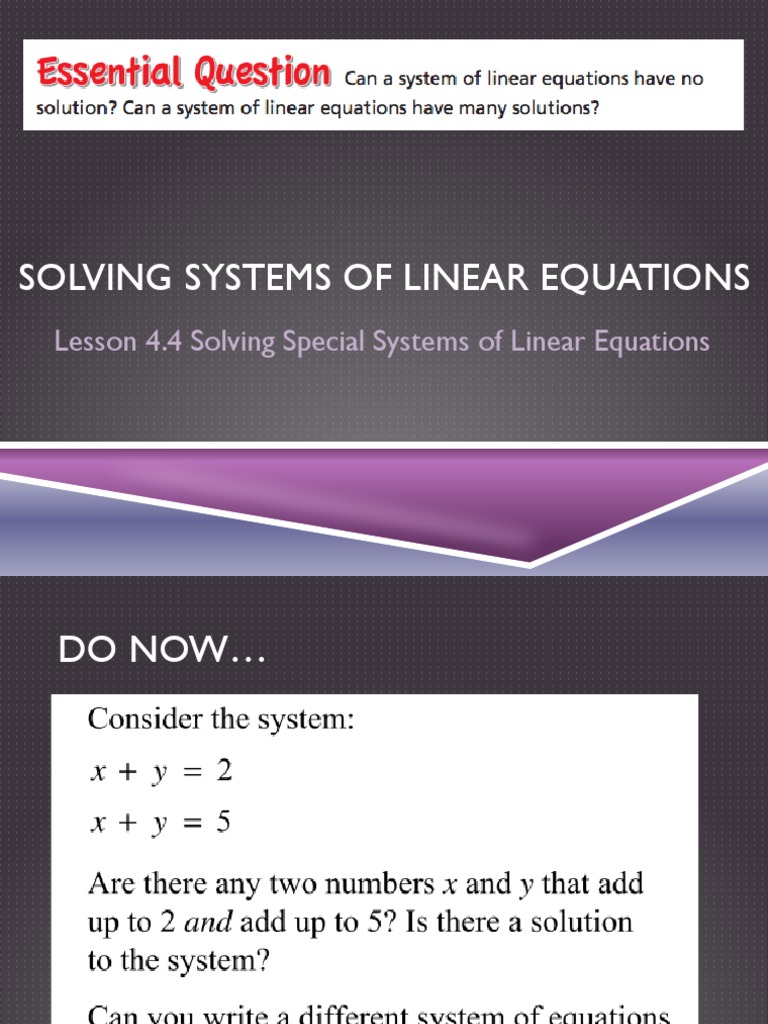 Solving Special Systems of Equations | PDF | System Of Linear Equations ...