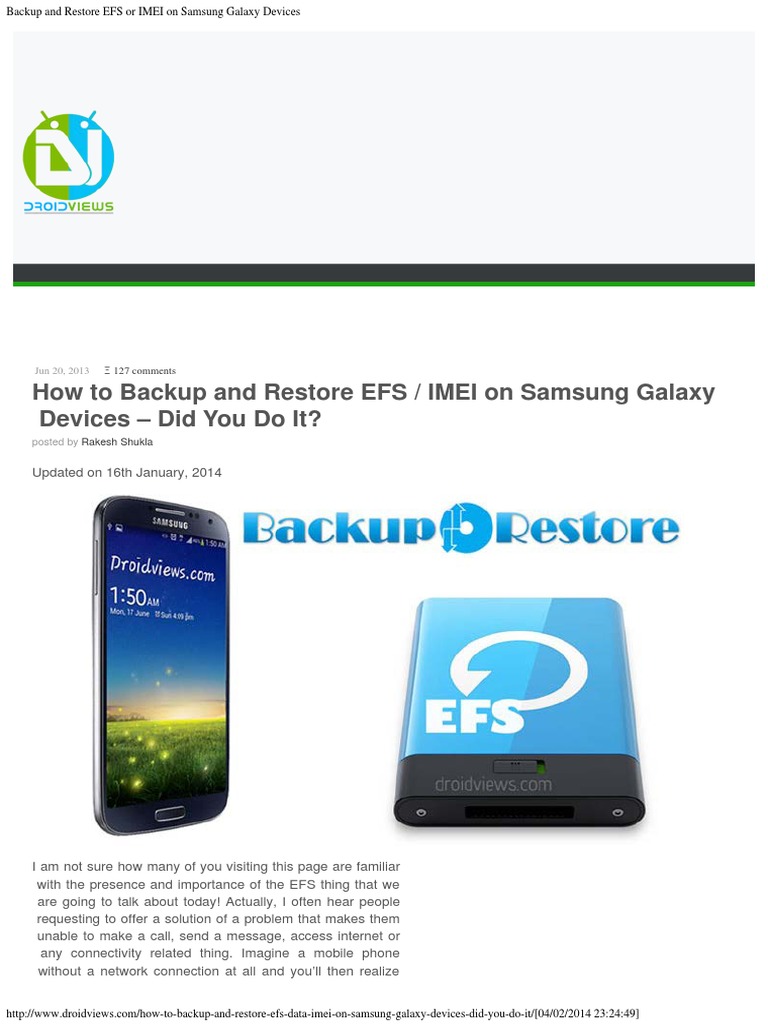 Backup and Restore EFS or IMEI On Samsung Galaxy Devices | PDF | Backup ...
