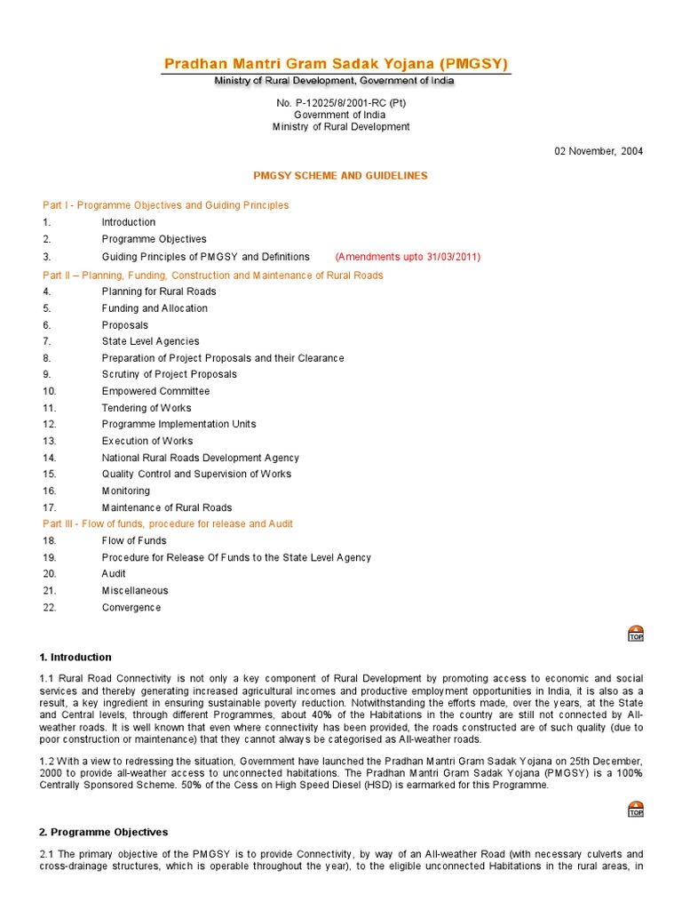 PMGSY Schemes & Guidelines | PDF | Road | Traffic