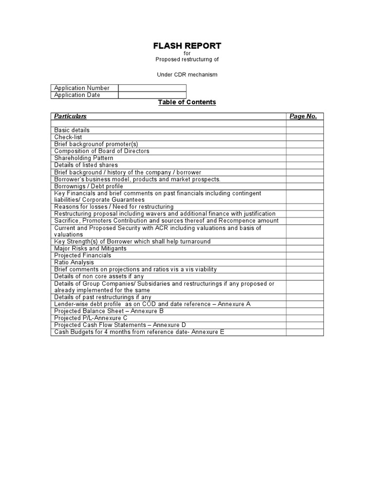 Flash Report: Particulars Page No | PDF | Valuation (Finance) | Debt