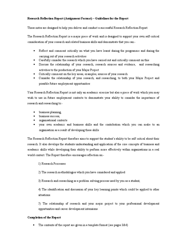 Research Reflection Report Form FINAL | PDF | Critical Thinking | Emergence