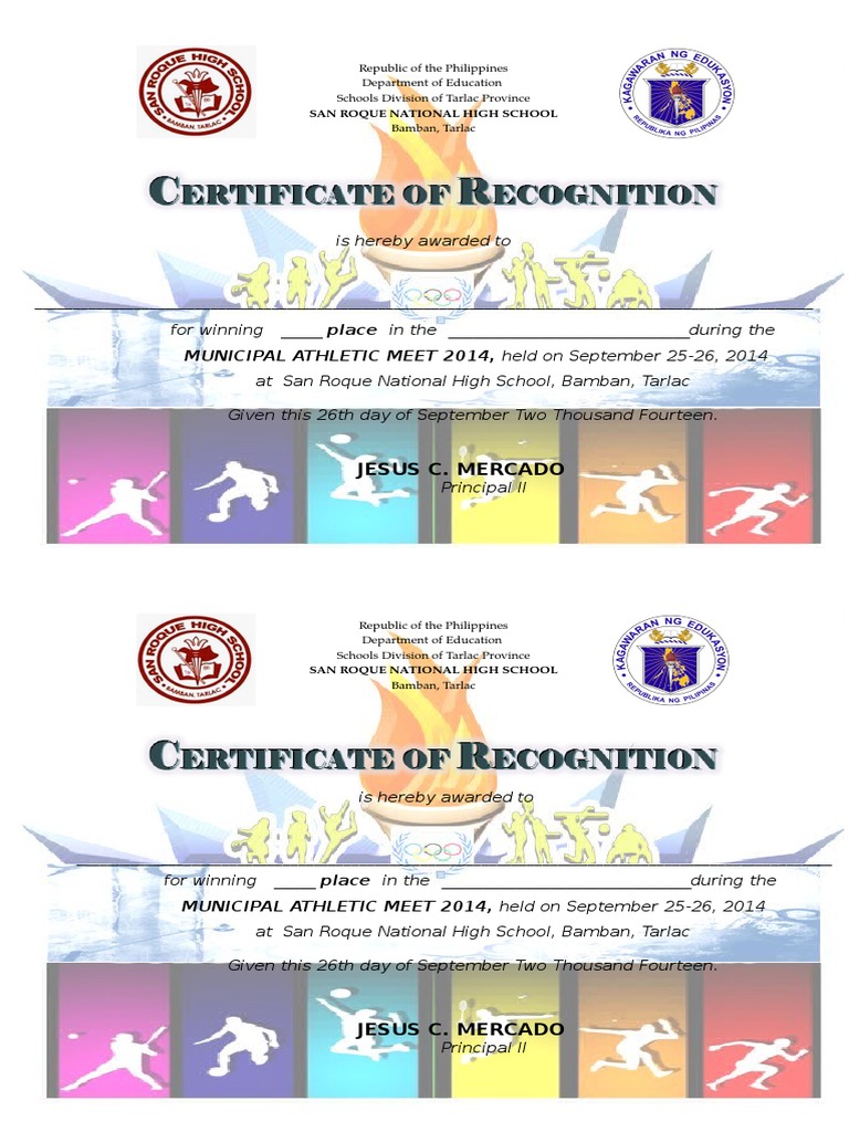 Municipal Athletic Meet Award | PDF