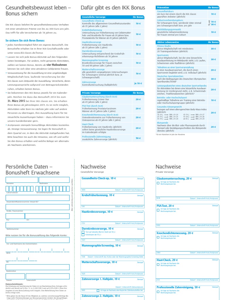 Bonusheft Erwachsene Ab 18 2014