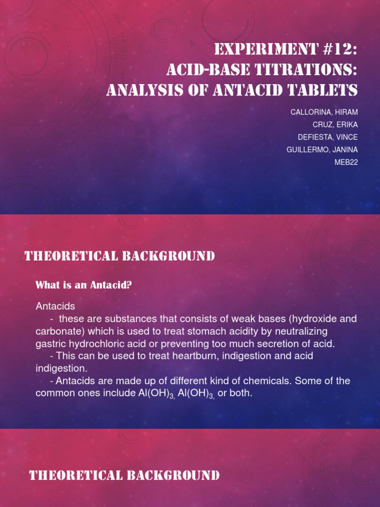 Chemistry: Acid - Base Titration Analysis Using Antacid Tablet | PDF ...
