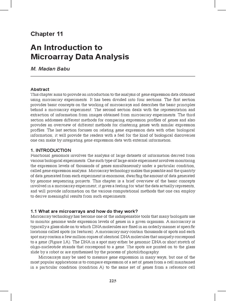 An Introduction To Microarray Analysis Pdf Dna Microarray Cluster Analysis