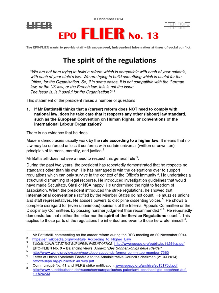 EPO-FLIER 13 - The Spirit of The Regulations | PDF | Government | Justice