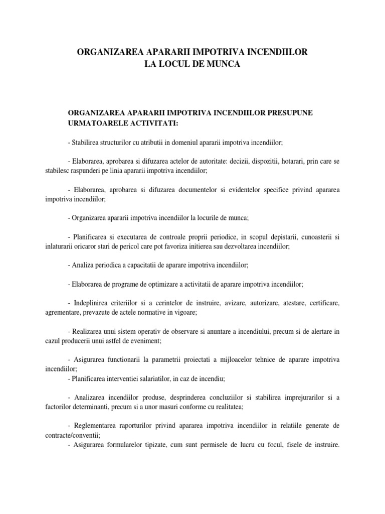Plan de Aparare Impotriva Incendiilor | PDF