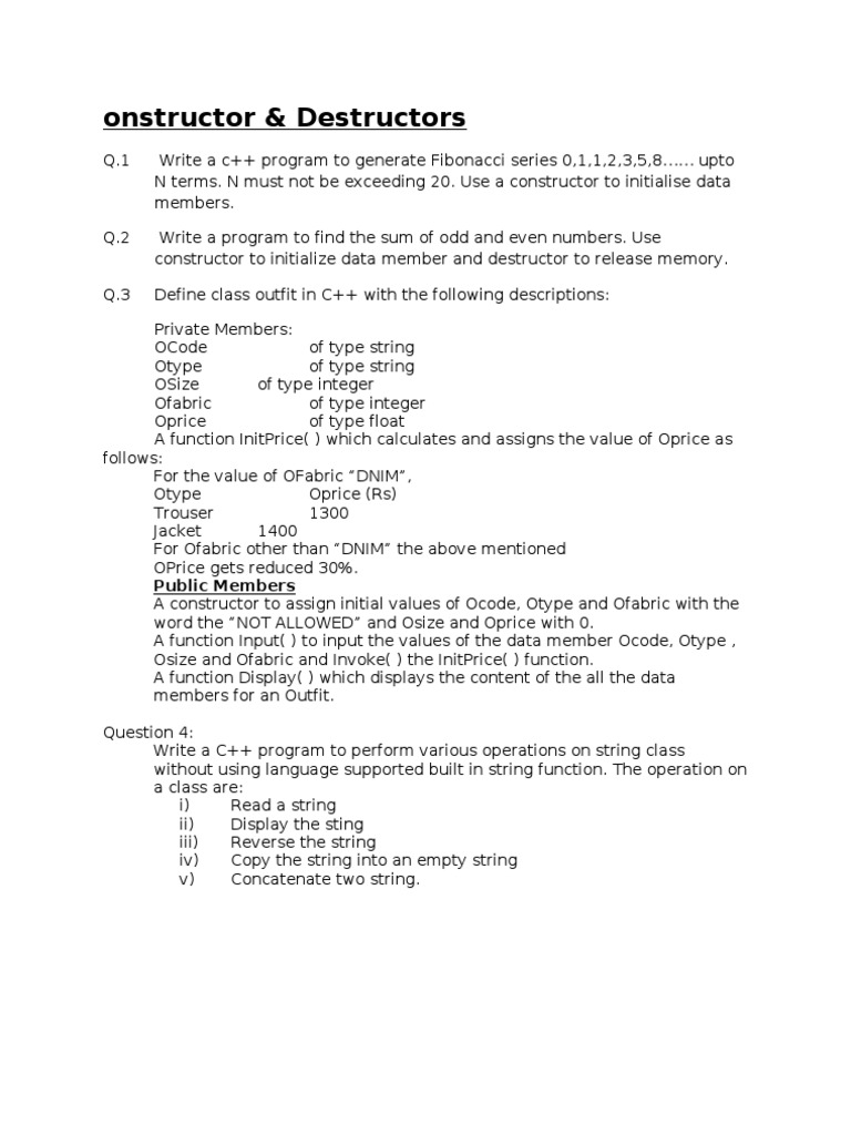 C++ Programs: Constructors & Destructors | PDF | Computer Programming | Teaching Mathematics