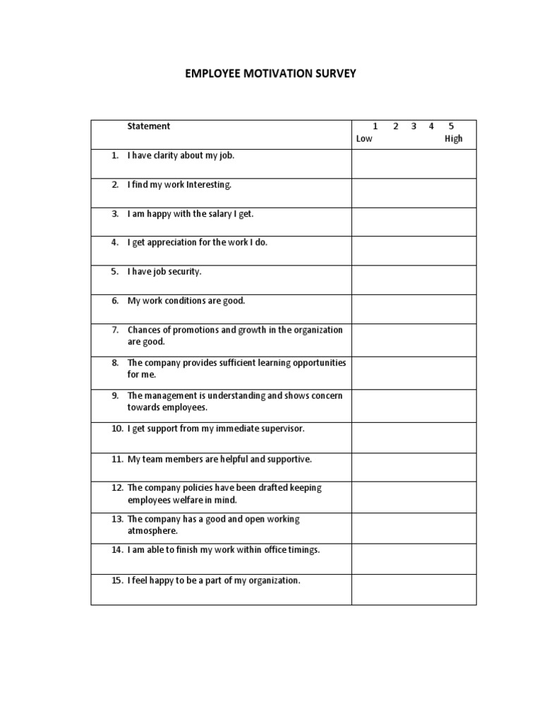 Motivation Survey | PDF