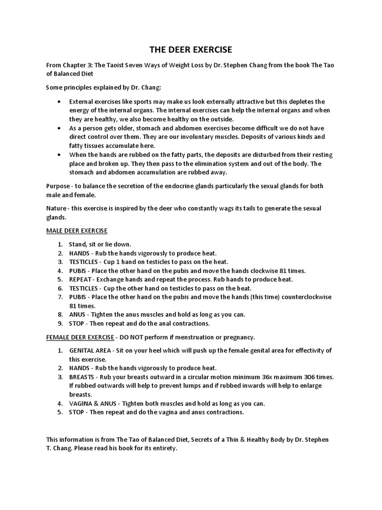 DR Stephen Chang - Deer Exercise | PDF | Vagina | Breast