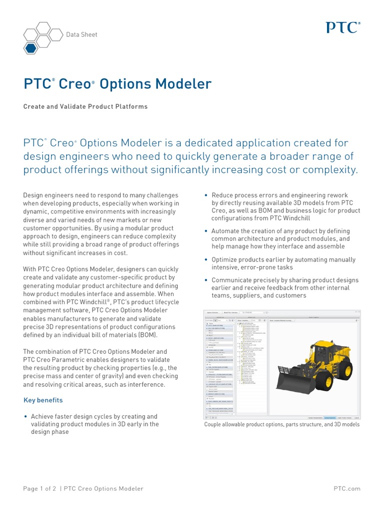 Creo Options Modeler Data Sheet | PDF | Modularity | Product Lifecycle