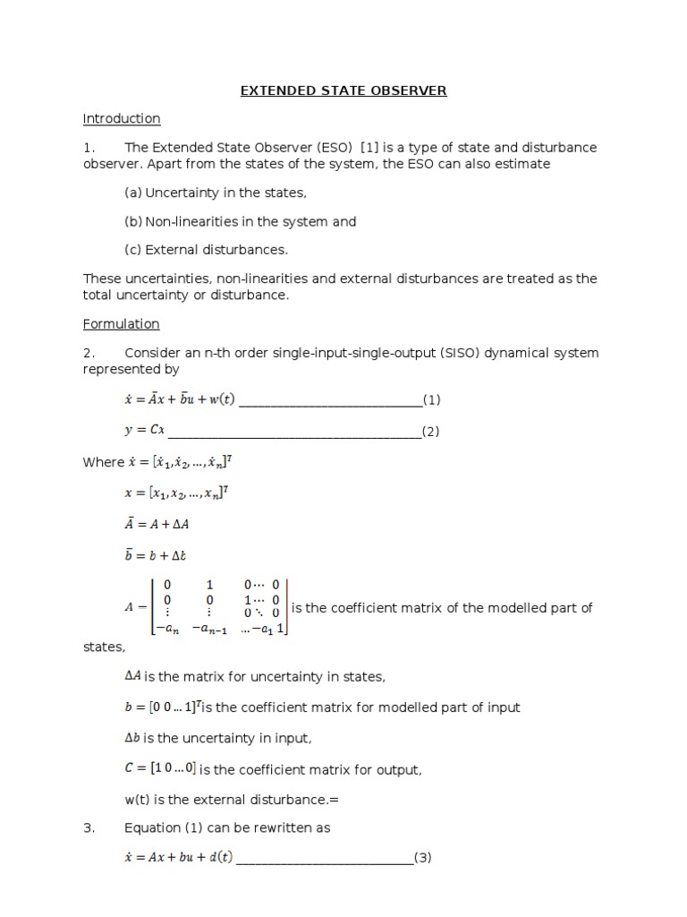 Extended State Observer Based Controller | PDF | Control Theory ...