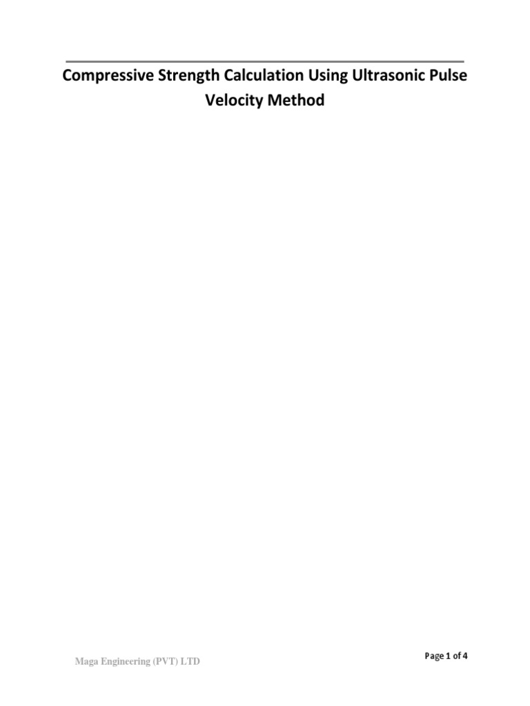 Compressive Strength Calculation Using Ultrasonic Pulse Velocity Method ...