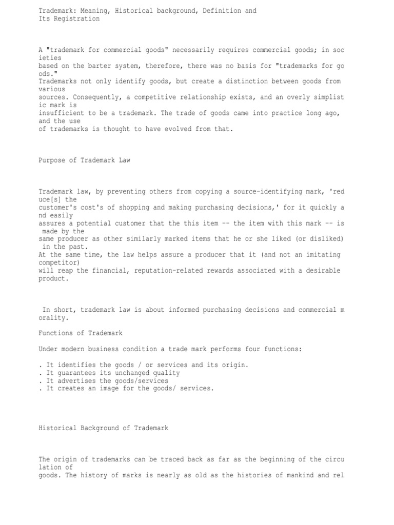 Trademark - Meaning, History, Definition and Registration | PDF ...