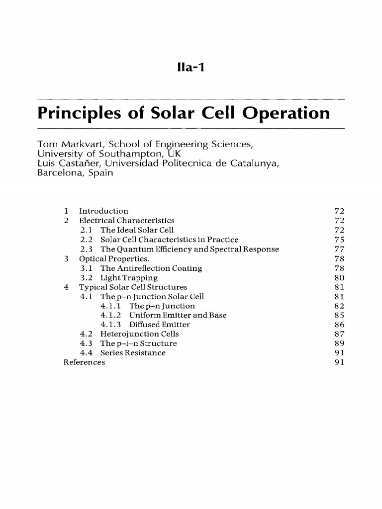 Part II - IIa-1 - Principles of Solar Cell Operation, Pages - Tom ...