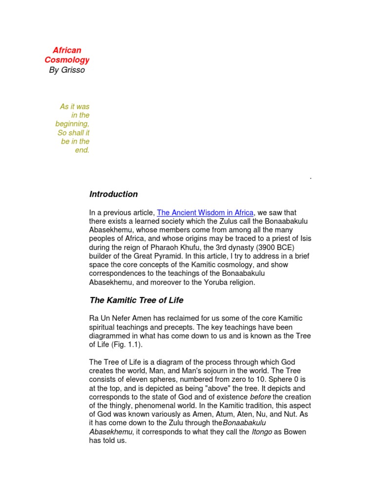 African Cosmology | PDF | Mind | Deities