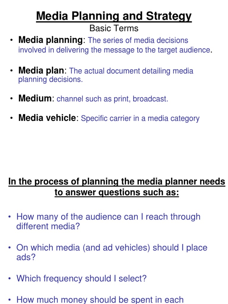 Media Planning Process Overview | PDF | Mass Media | Target Audience