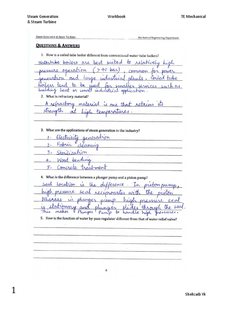 Steam Generation Workbook TE Mechanical & Steam Turbine | PDF