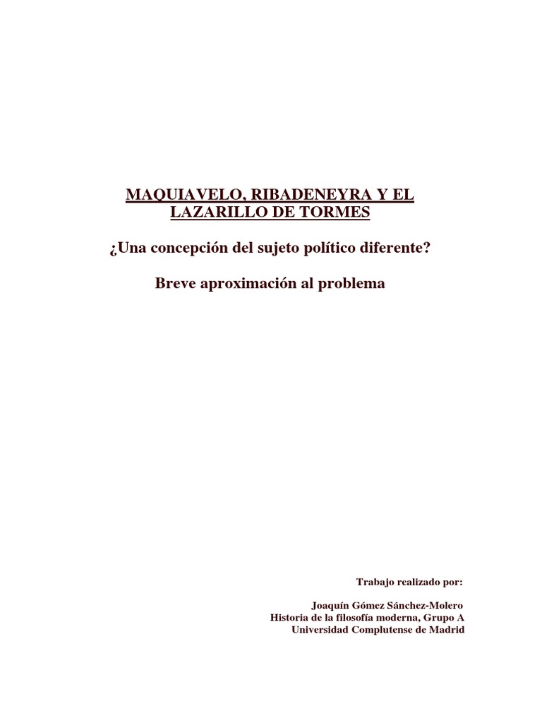 Trabajo Maquiavelo Ribadeneyra - HFM | PDF | Filosofía