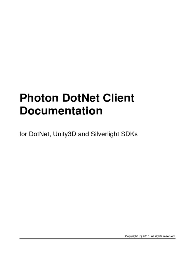 Photon Dotnet Client Documentation V6 2 0 Pdf Port Computer Networking Unity Game Engine 4384