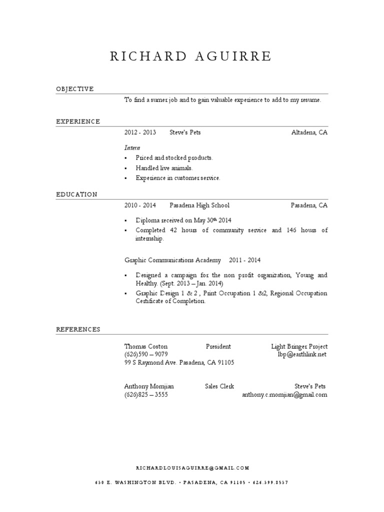 Richard Aguirre Resume 2014 | PDF | Career & Growth