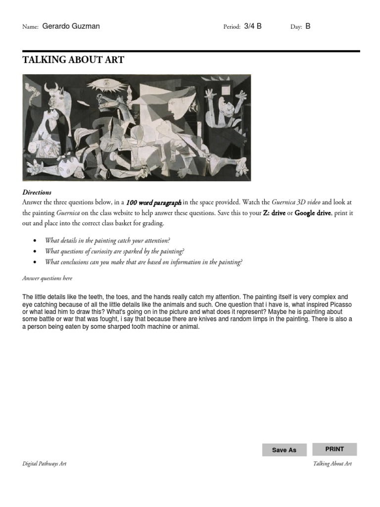 Analyzing Picasso's Guernica Painting | PDF