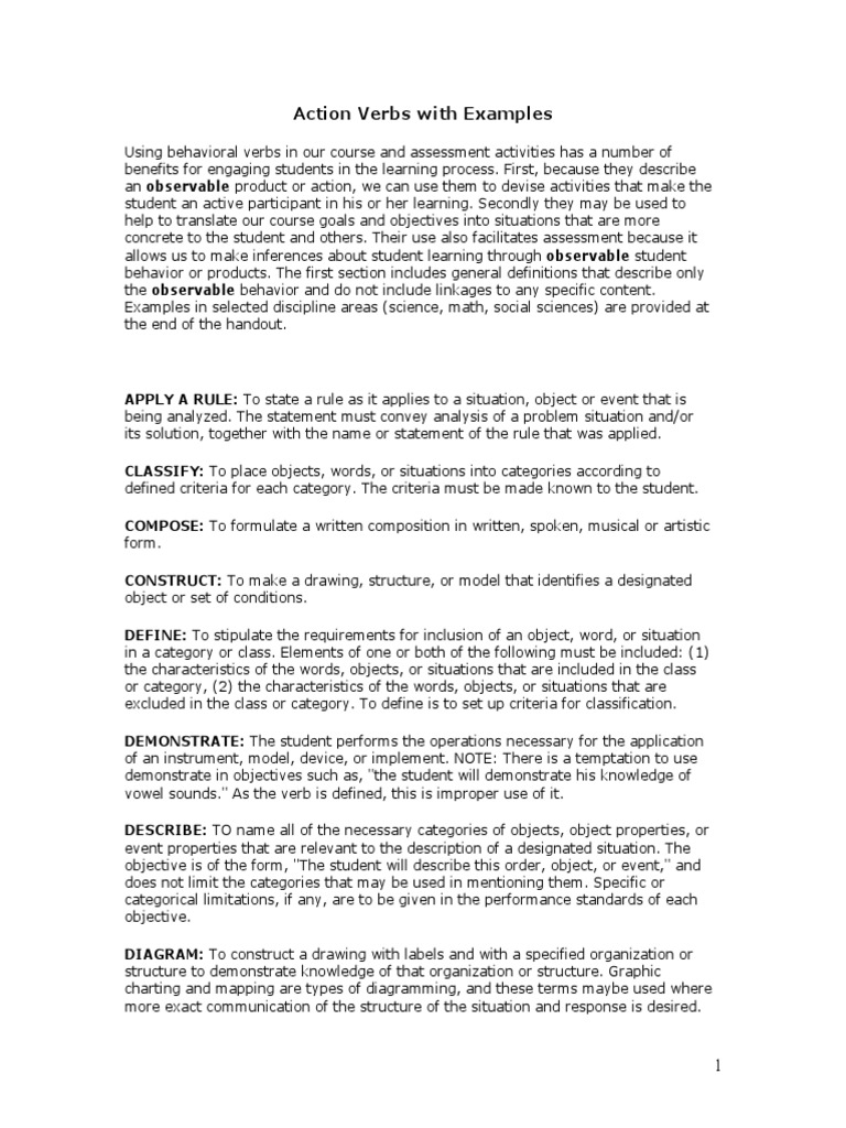 Action Verbs With Examples | PDF | Chemical Elements | Moon