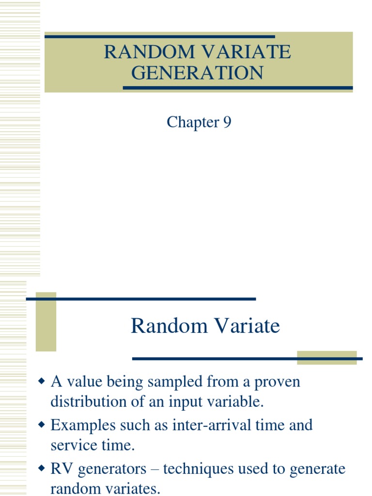 Chapter 8 Random Variate Generation | PDF | Probability Distribution | Normal Distribution