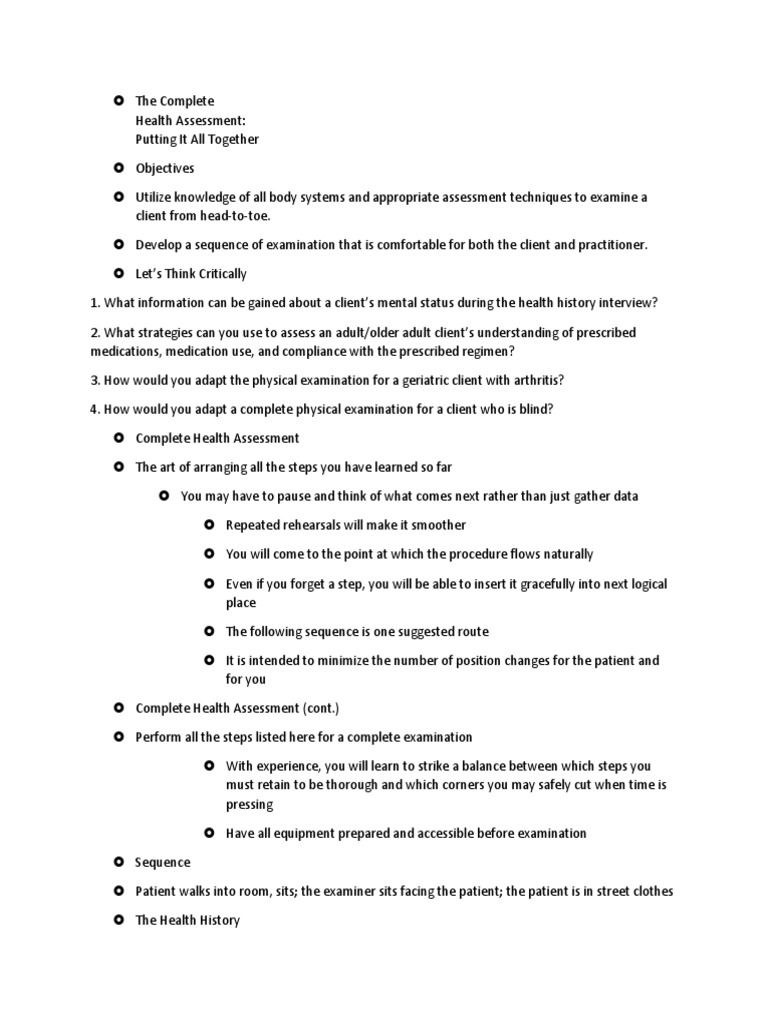 Final Health Assessment Study Guide | PDF | Human Leg | Thorax