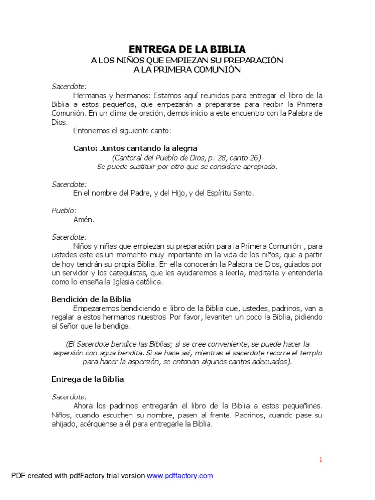 ENTREGA DE LA BIBLIA A LOS NIÑOS QUE EMPIEZAN SU PREPARACI…