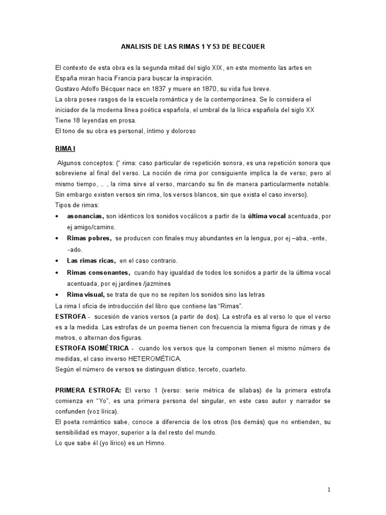 Análisis de las Rimas de Bécquer | PDF | Rima | Poesía