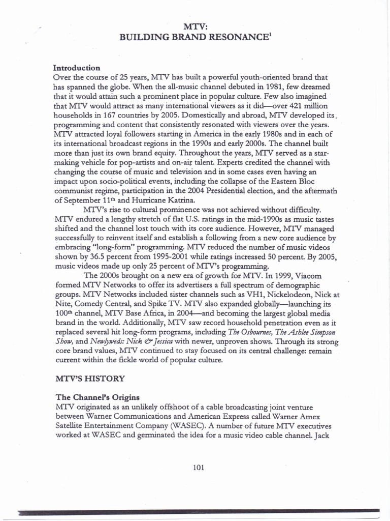 MTV Case PDF | PDF | Mtv | Myspace