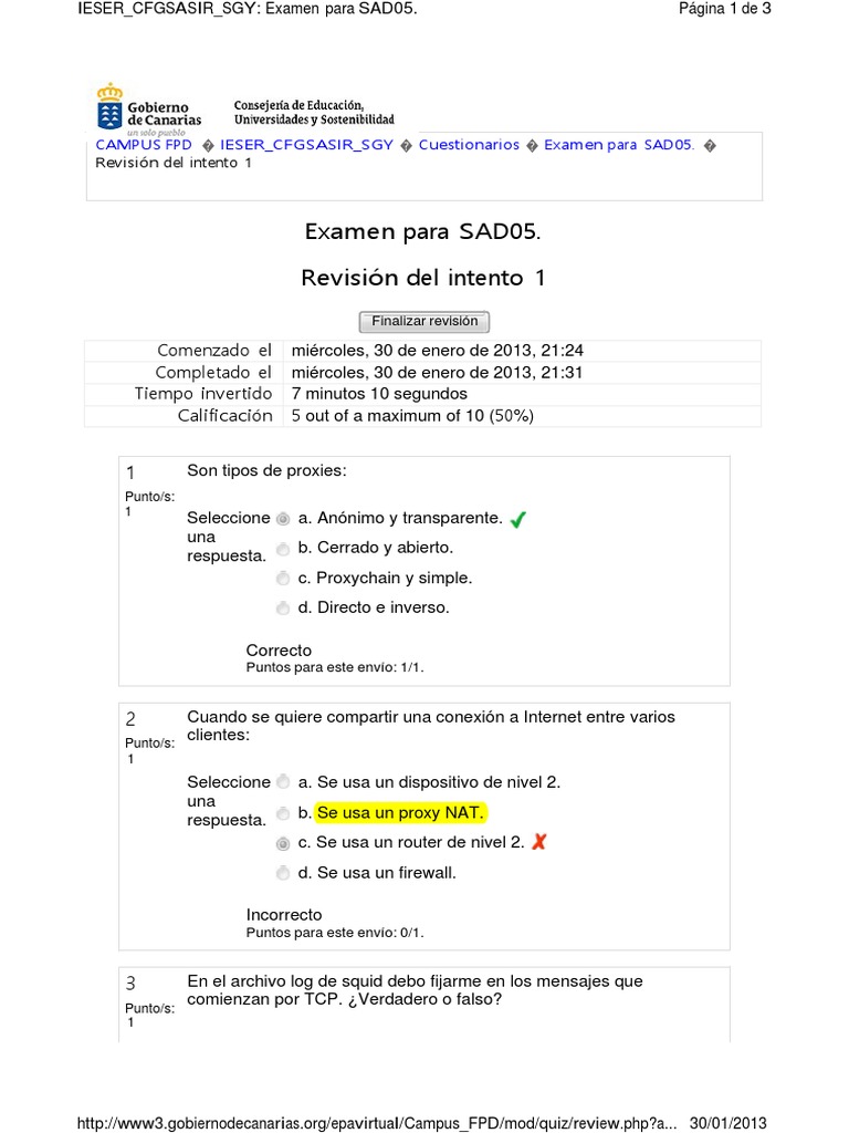 Autoevaluacion-UT05 Aprob 5 | PDF | Servidor proxy | Arquitectura de internet