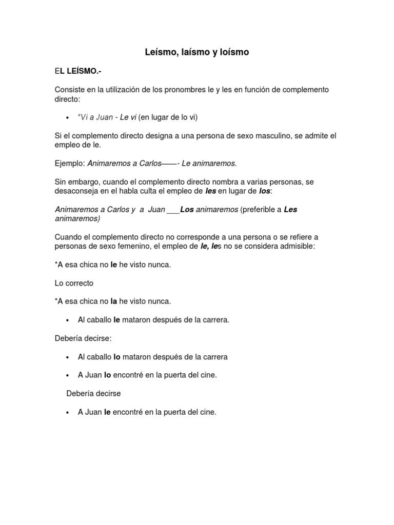 El Correcto Uso Del Leismo | PDF | Sintaxis | Gramática