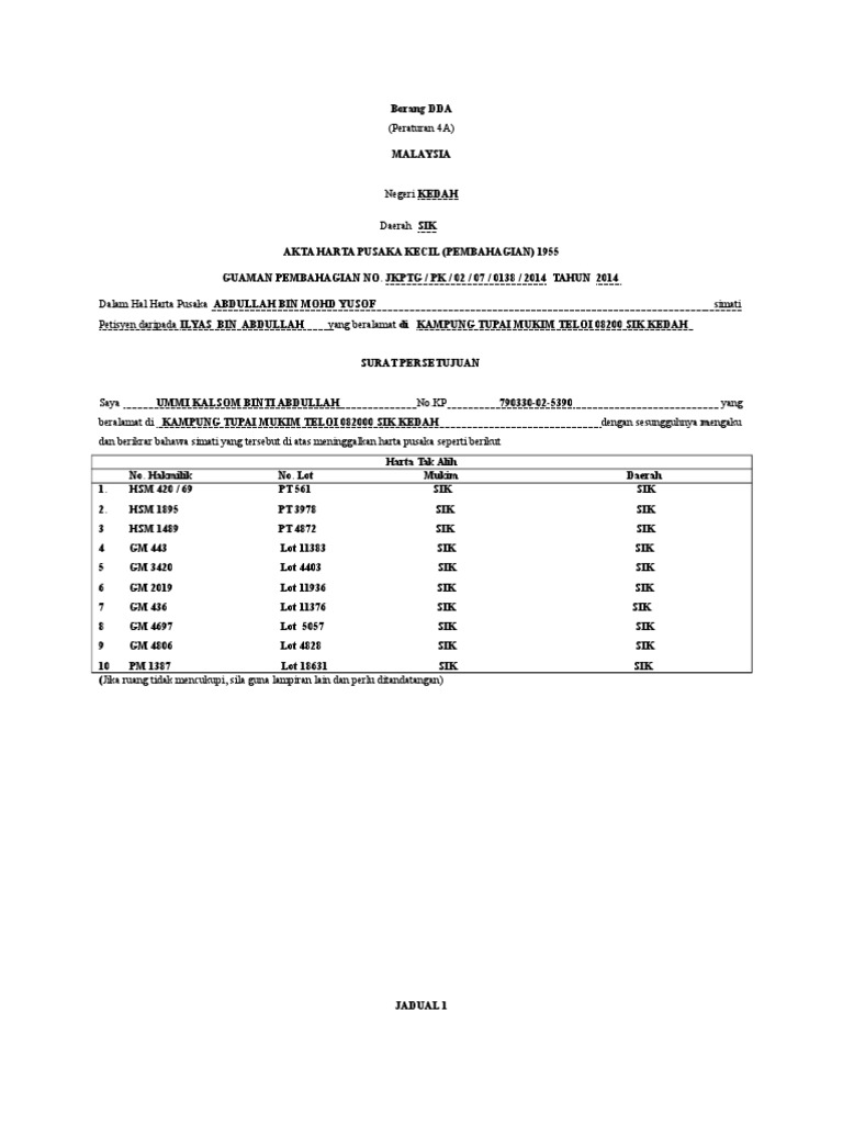 Borang DDA 2 | PDF