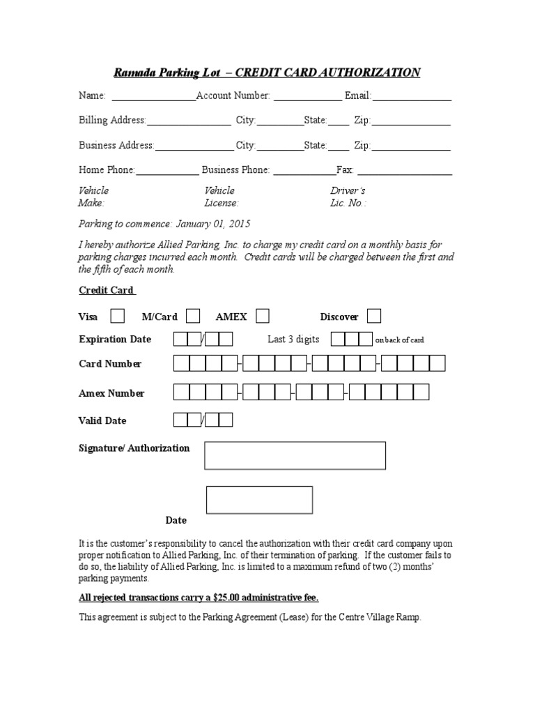 Ramada Credit Card Authorization Form | PDF | American Express | Credit ...