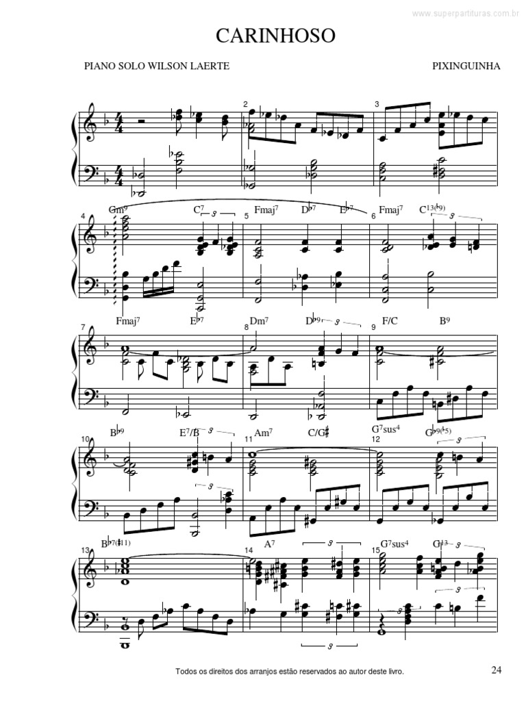 Partitura para Piano - Carinhoso | Lazer | Esportes