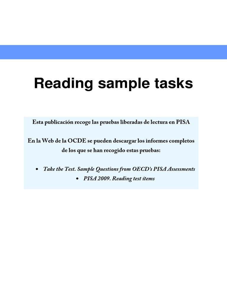 PISA SAMPLE READING TEST | Programme For International Student ...
