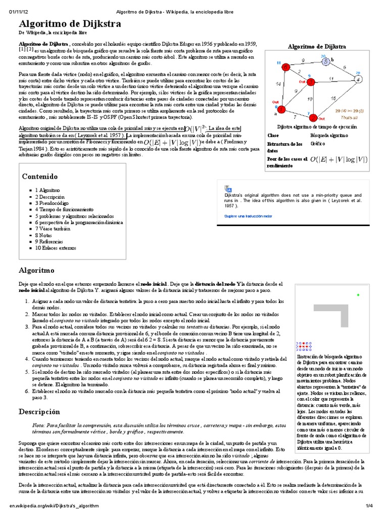 Algoritmo de Dijkstra - Wikipedia, La Enciclopedia Libre | PDF ...