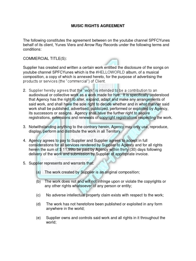 Music Rights Agreement | PDF