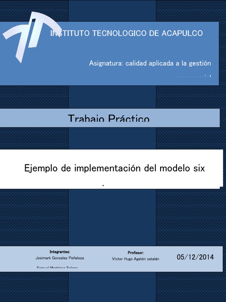 Ejemplo Modelo Six Sigma | PDF | Six Sigma | Calidad (comercial)