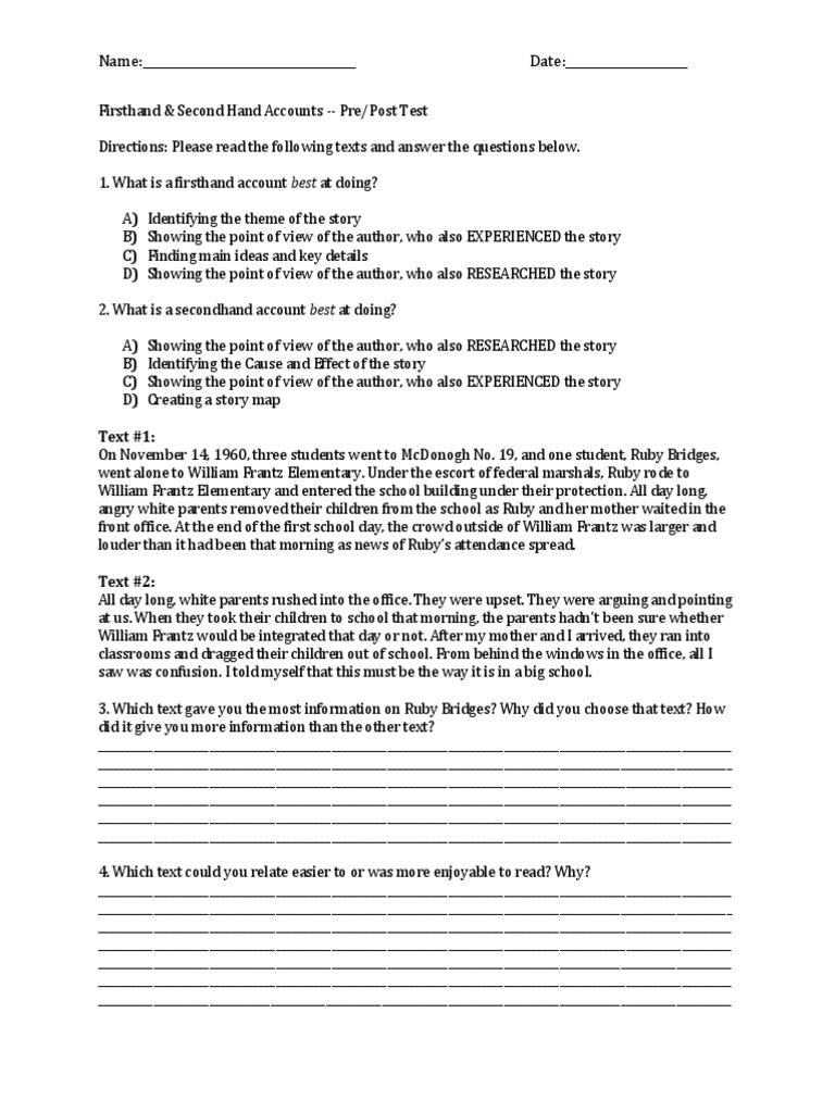 Understanding Firsthand and Secondhand Accounts | PDF