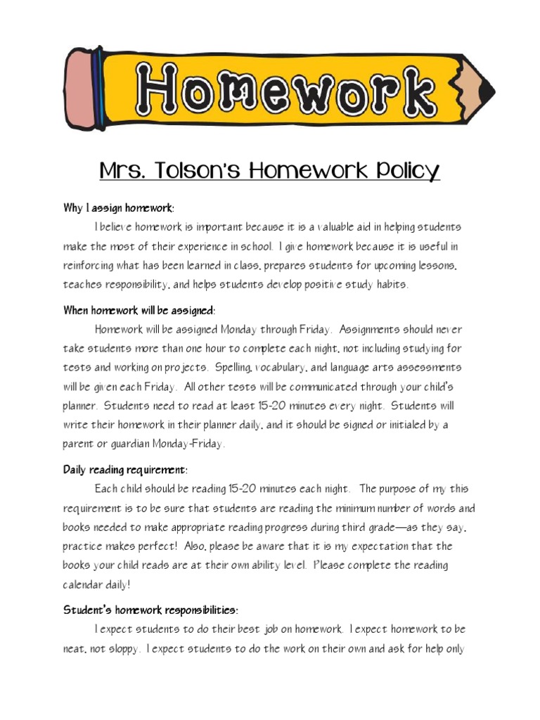 Homework Policy | PDF | Homework | Quality Of Life