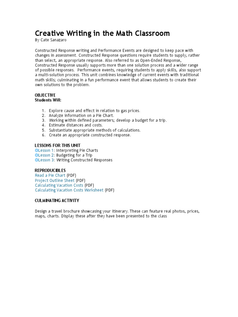 Math and Creative Writing Integration | PDF | Rubric (Academic ...