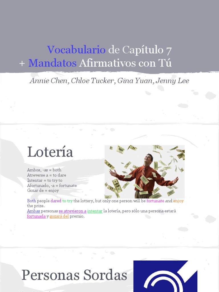 Vocabulario de Capítulo 7 + Mandatos Afirmativos Con Tú | PDF ...
