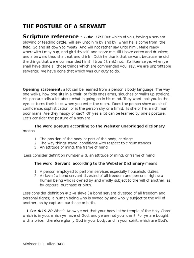 The Posture of A Servant | PDF | Wisdom | Thou