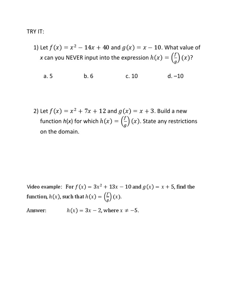 Domain Restrictions in Function Composition | PDF | Teaching Methods ...