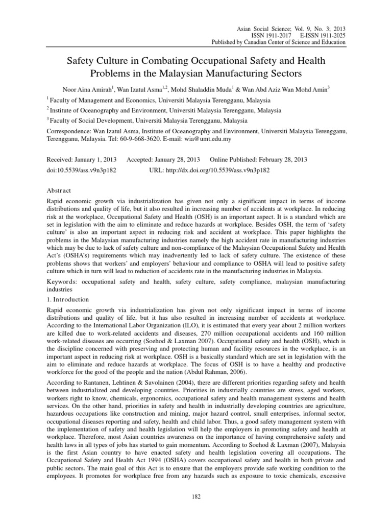 Osh | PDF | Occupational Safety And Health | Occupational Safety And ...